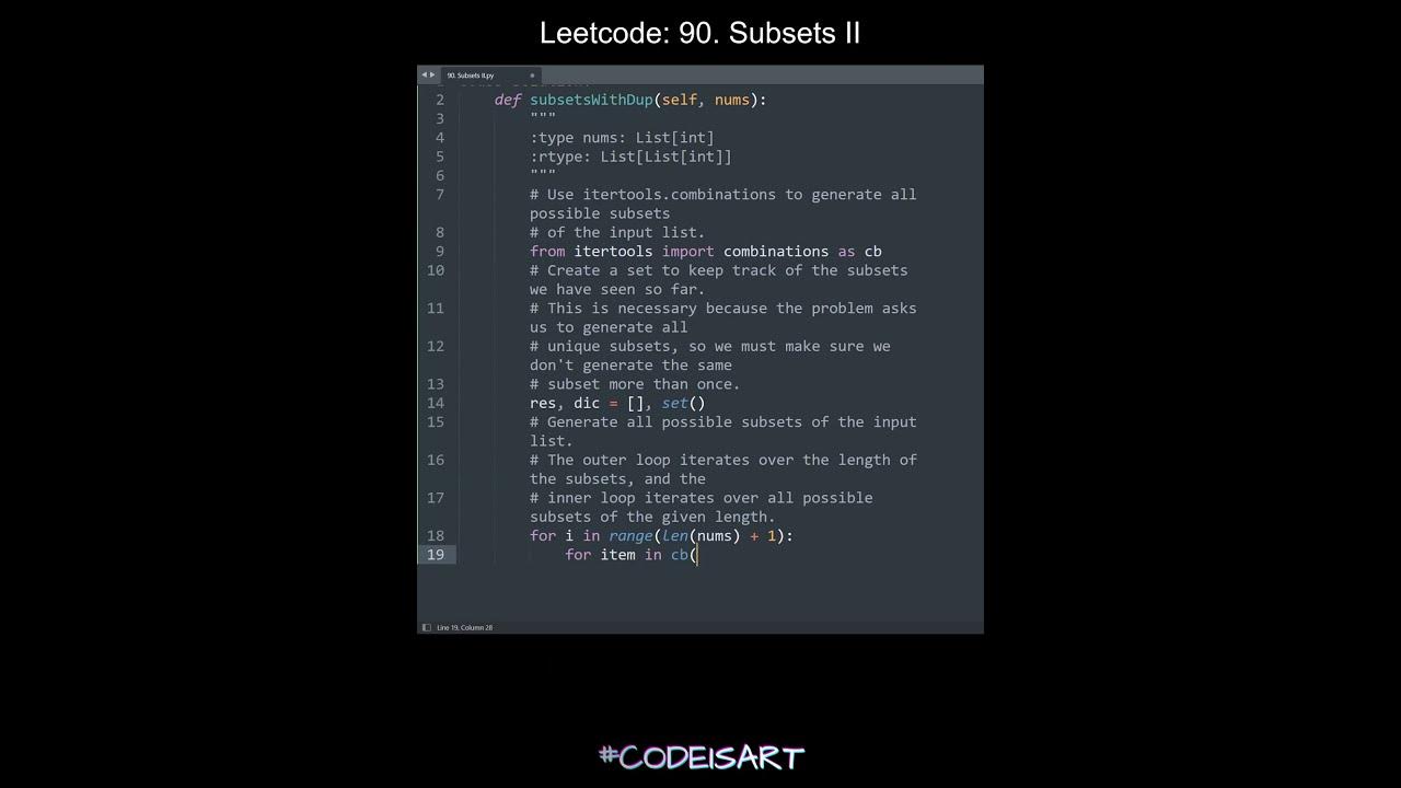 Leetcode 90 Subsets Ii In Python Python Leetcode Python Coding 5295
