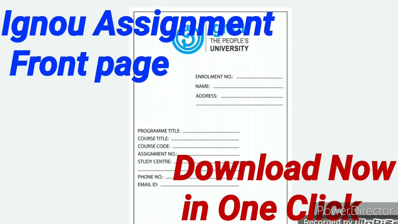 Ignou Assignment front page | Ignou Assignment Cover page | Ignou ...