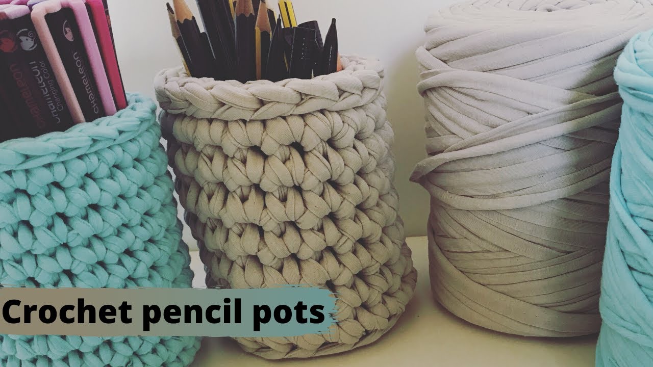 HOW TO CROCHET PENCIL POTS: DIY crocheted pots/ free tutorial/crochet ...