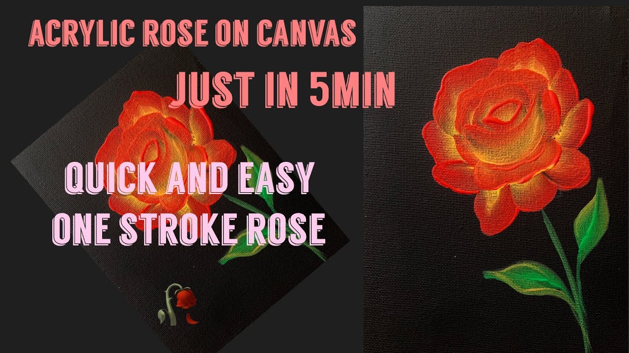How to paint acrylic rose in 5min~easy floral painting - YouTube