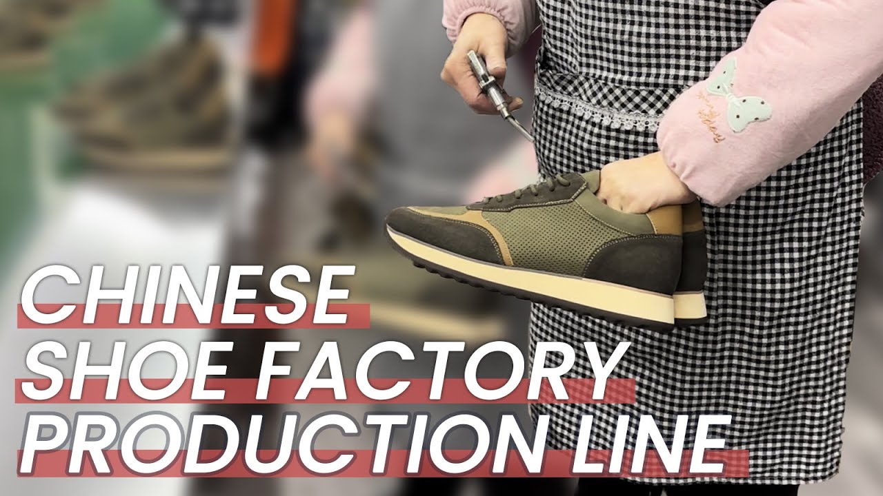 This is the mass production line of a Chinese leather shoe factory ...