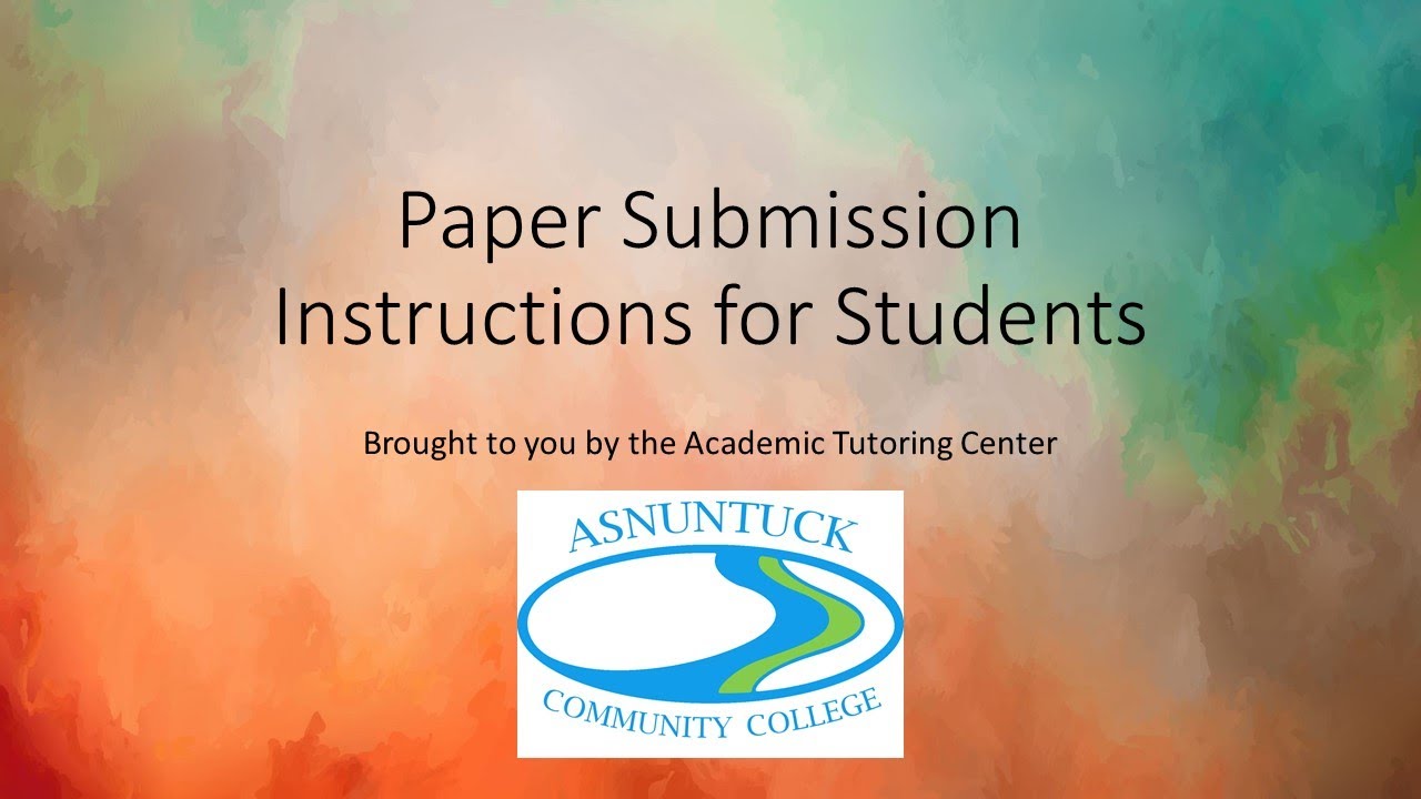 Paper Submission Service: Student Instructions - YouTube