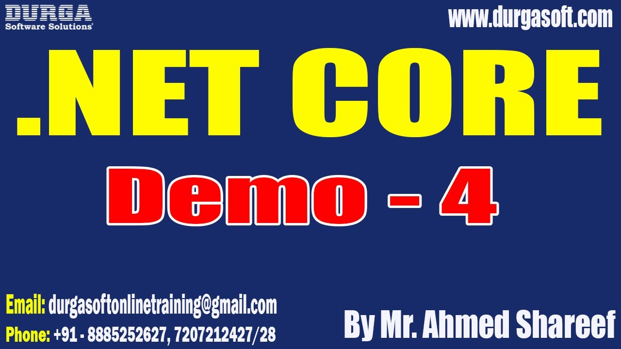 .NET CORE tutorials || Demo - 4 || by Mr. Ahmed Shareef On 12-12-2023 @9PM IST - YouTube