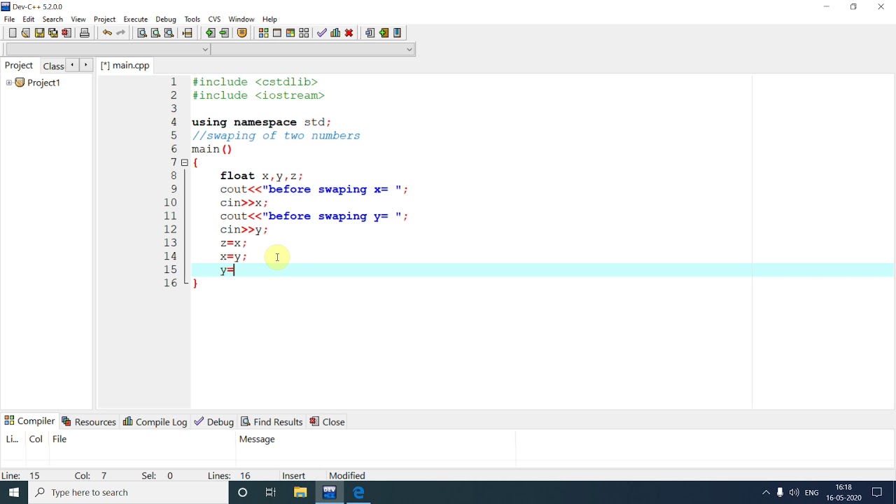 Swapping Two Numbers Using C Tutorial 4 Youtube 1764