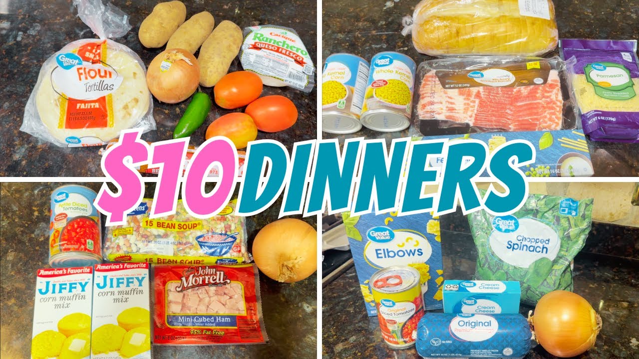 $10 Dinner Challenge! 4 Easy dinner ideas to make at home on a budget ...
