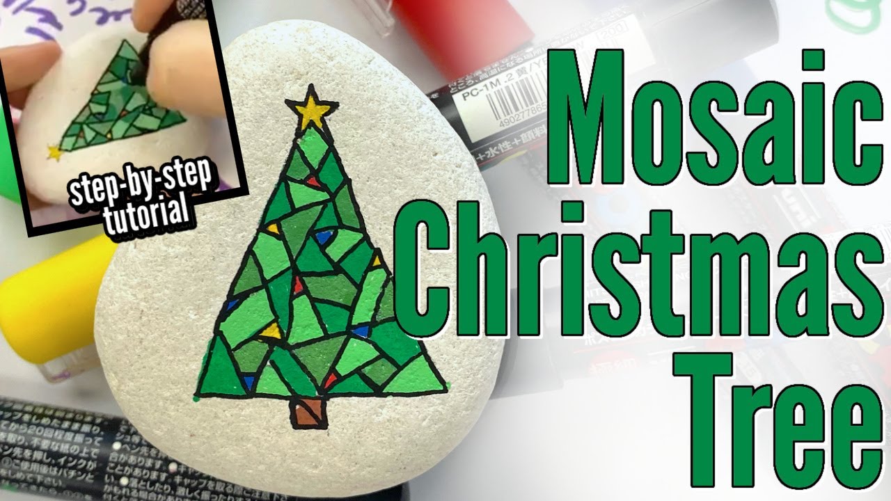 Mosaic Christmas Tree Design | Rock Painting 101 - YouTube