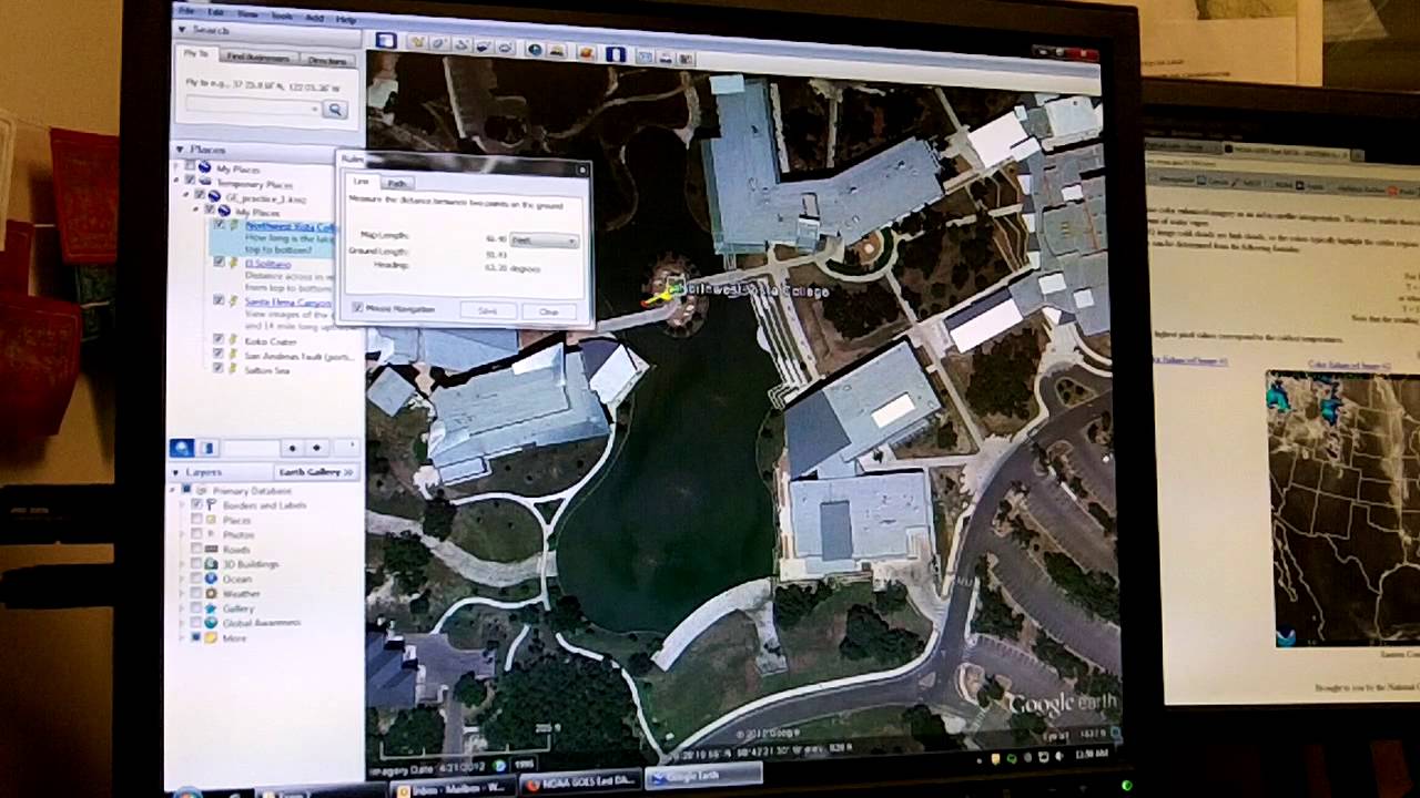 GEOG 1301 Google Earth: How to navigate, measure, and open a .kmz - YouTube