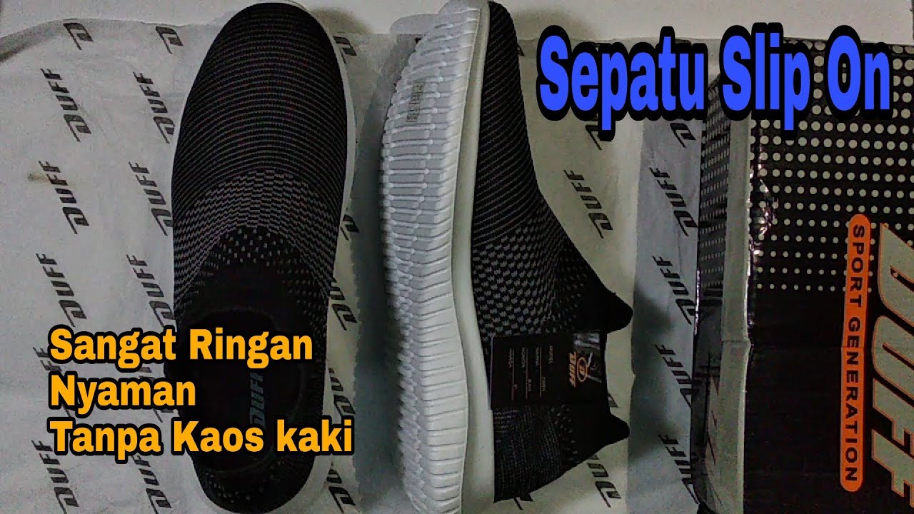Unboxing dan Review Sepatu Sport Slip On Duff - YouTube