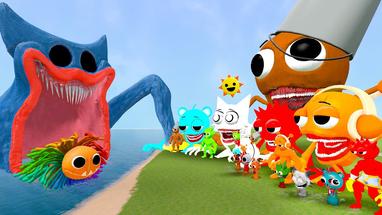NEW HUGGY WUGGY EATER & YARNABY VS ALL SPRUNKI FAMILY In Garry's Mod ...