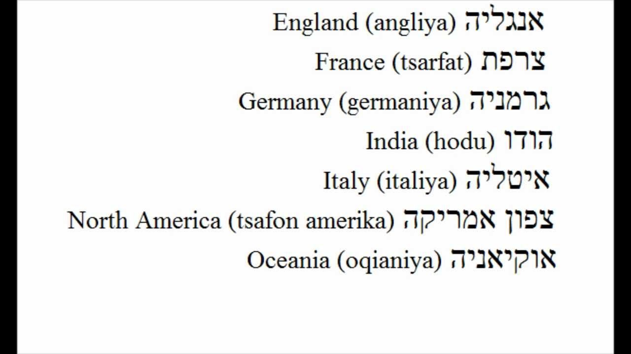 Countries and nationalities (Hebrew) - YouTube