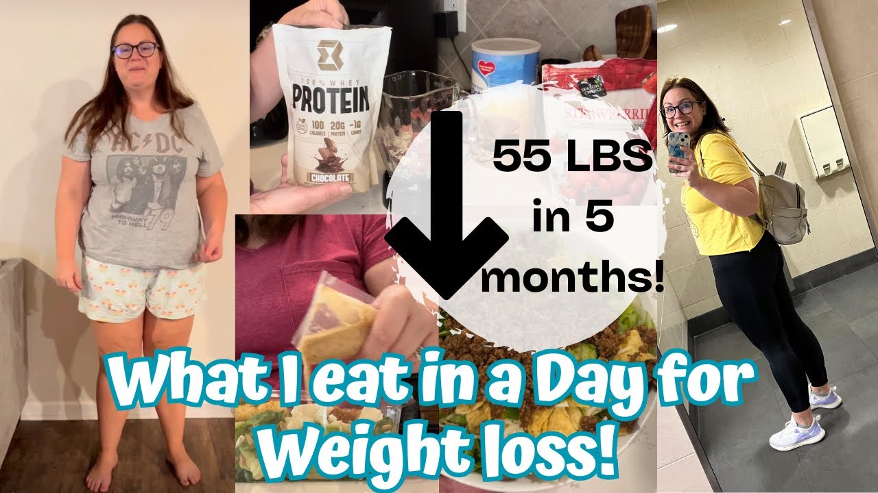 What I eat in a Day for Weight Loss | Down 55 pounds in 5 months! - YouTube