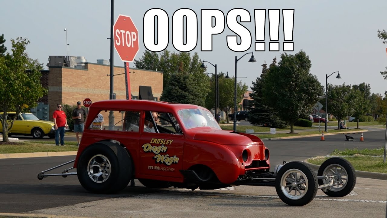 Vintage Altered Nitromethane Dragster Leaving Car Show - YouTube