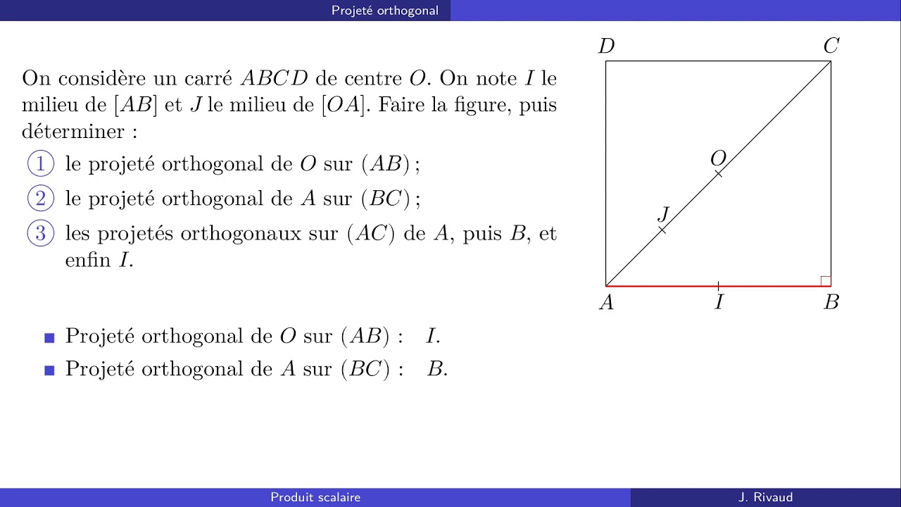 Découvrir le projeté orthogonal par l'exemple - YouTube