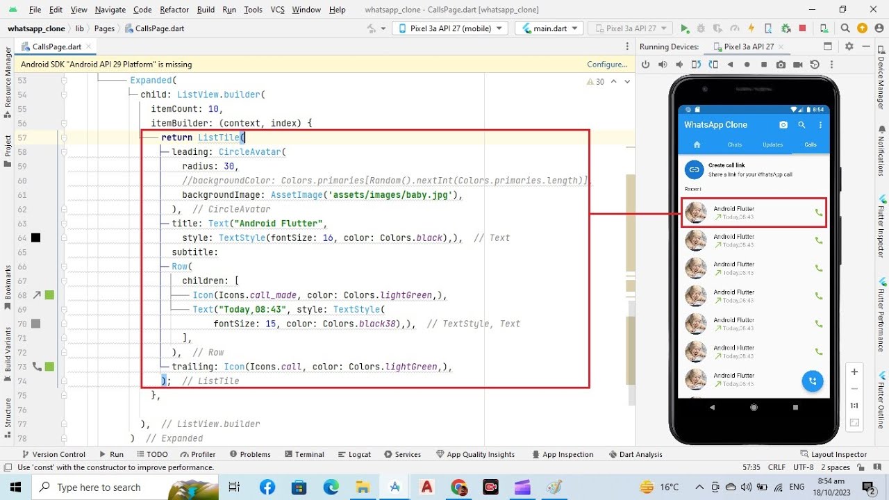 7) List View in Flutter Android Studio For Beginner step by step. - YouTube