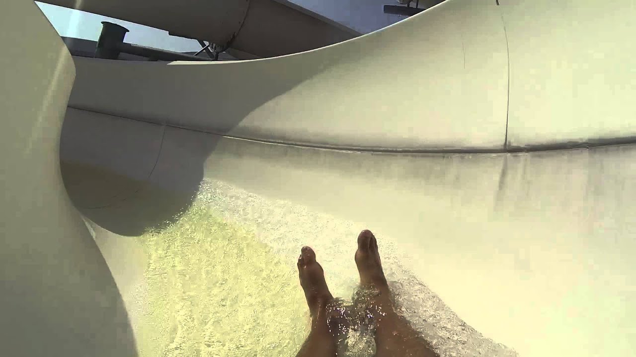Hitting the guy before me on the Giant Spiral Water Slide - YouTube
