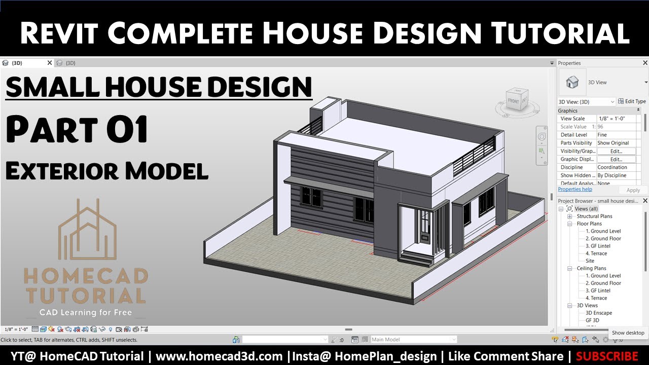 Part 01 - Exterior Modelling | Small House Design | Revit Tutorial In ...