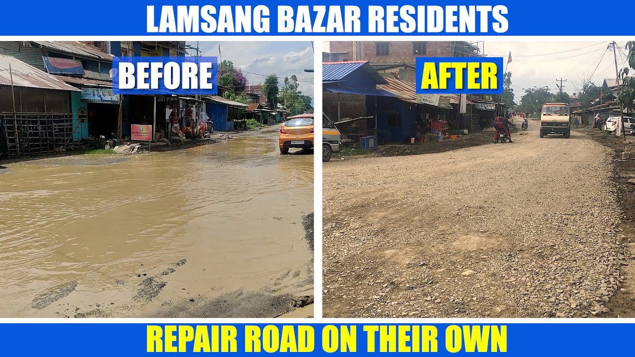 Manipur: Lamsang Bazar Residents Repair Road On Their Own - YouTube