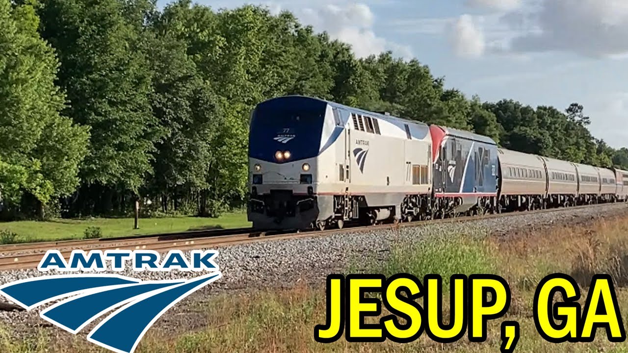 Amtrak Silver Meteor, and CSX freight train at (Jesup GA) - YouTube
