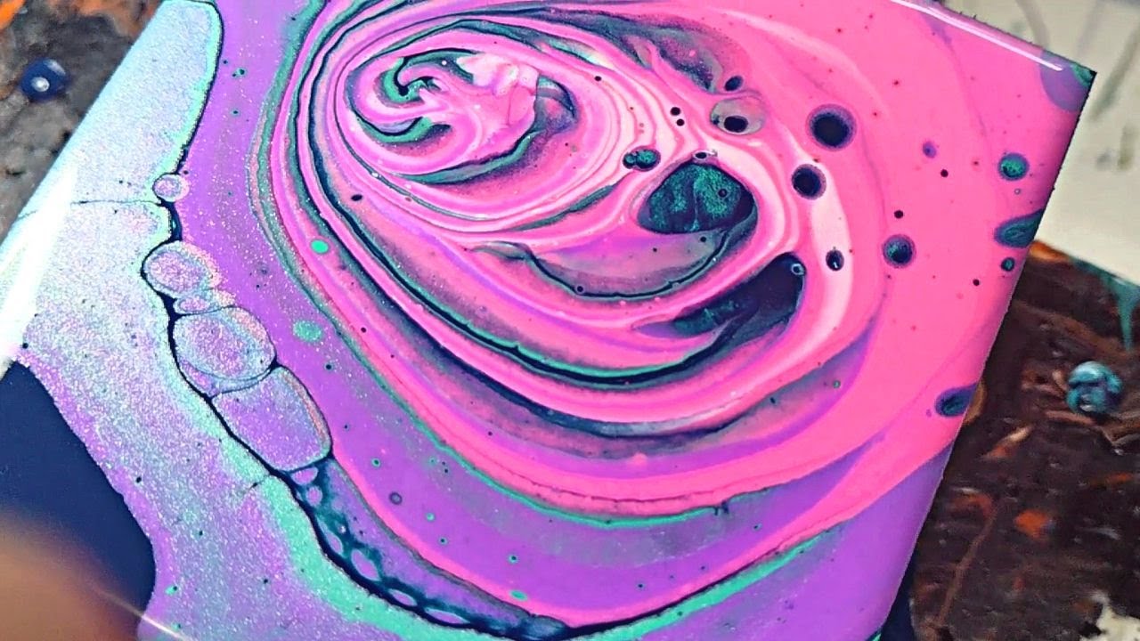 [30] Neon pink, purple and blue using 4 different acrylic pouring ...