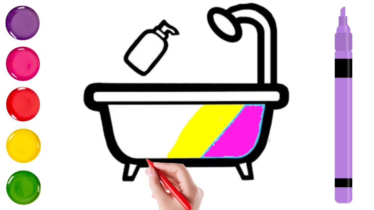Drawing And Colouring Bath Tub For Childrens | Let's Learn And Play ...