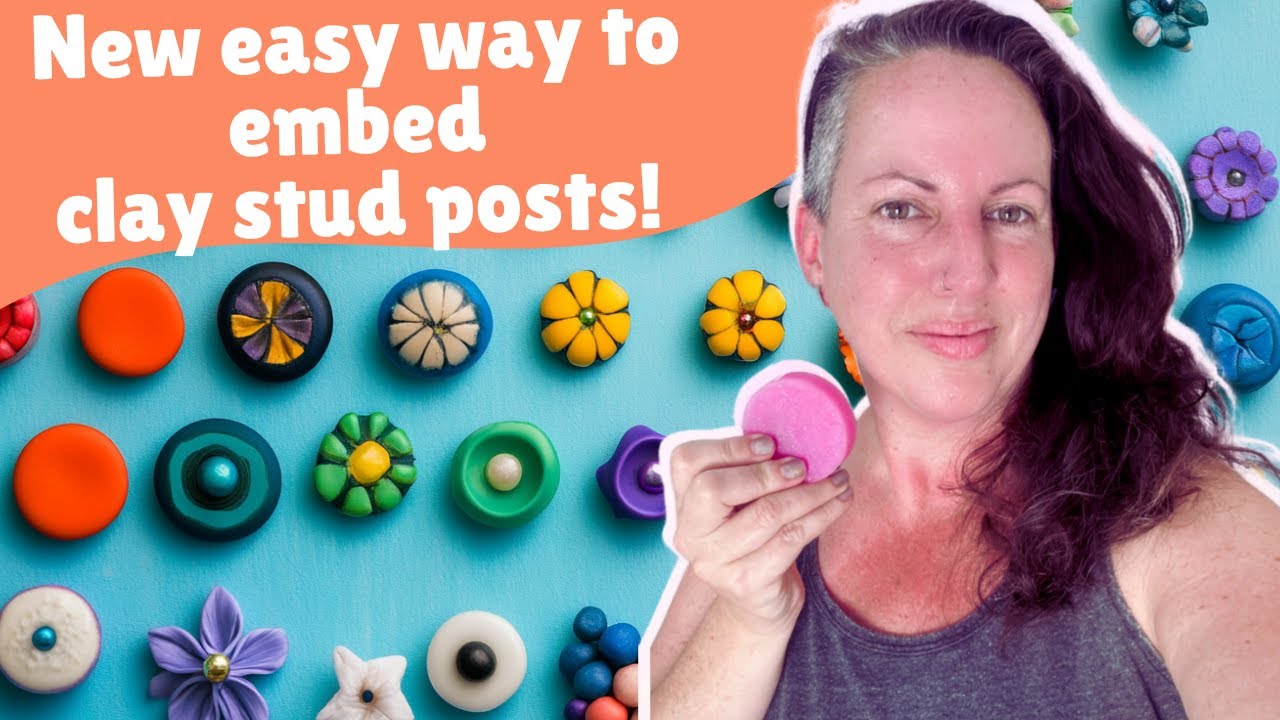 How to make clay stud earrings for beginners embed post backs for ...