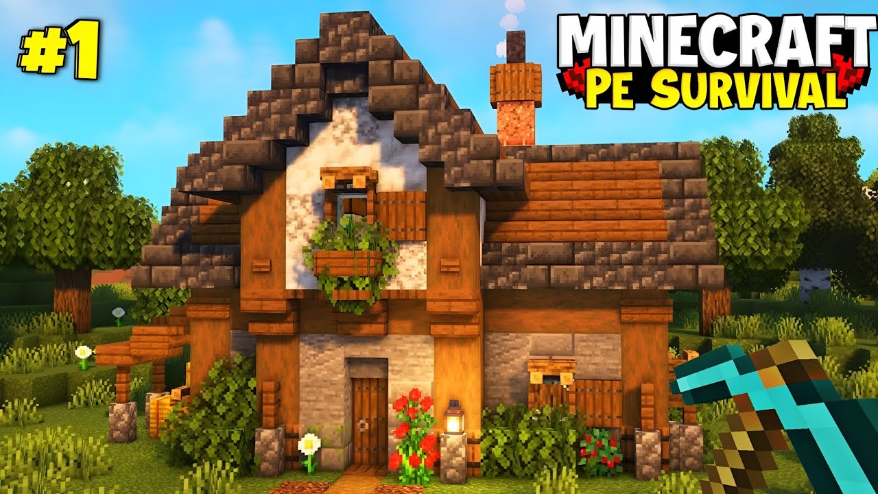 Minecraft PE Survival Series Ep 1 🔥 | Made OP Survival Base & Armour ...
