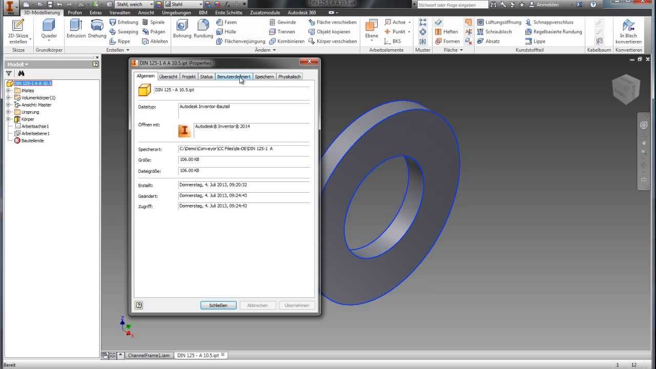 Autodesk Inventor Formatiertes Gewicht als Benutzerd. Eigenschaft (MuM ...