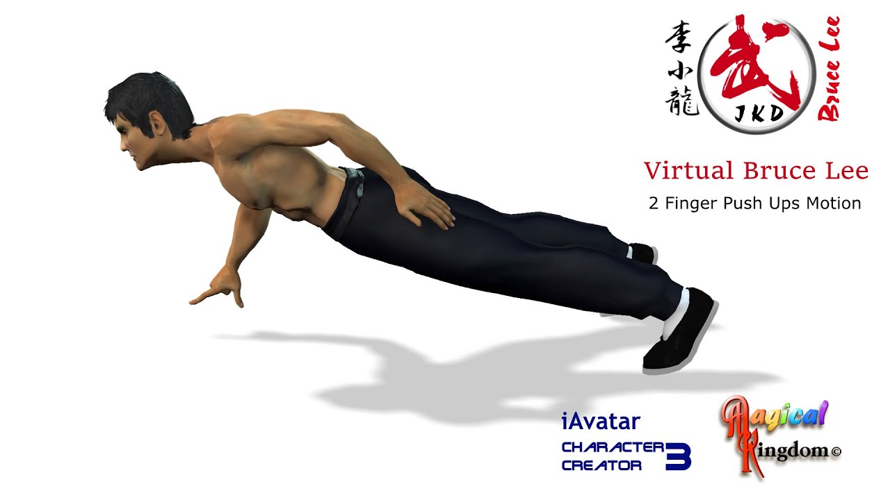 Bruce Lee 2 Finger Push Ups iClone Motion - YouTube