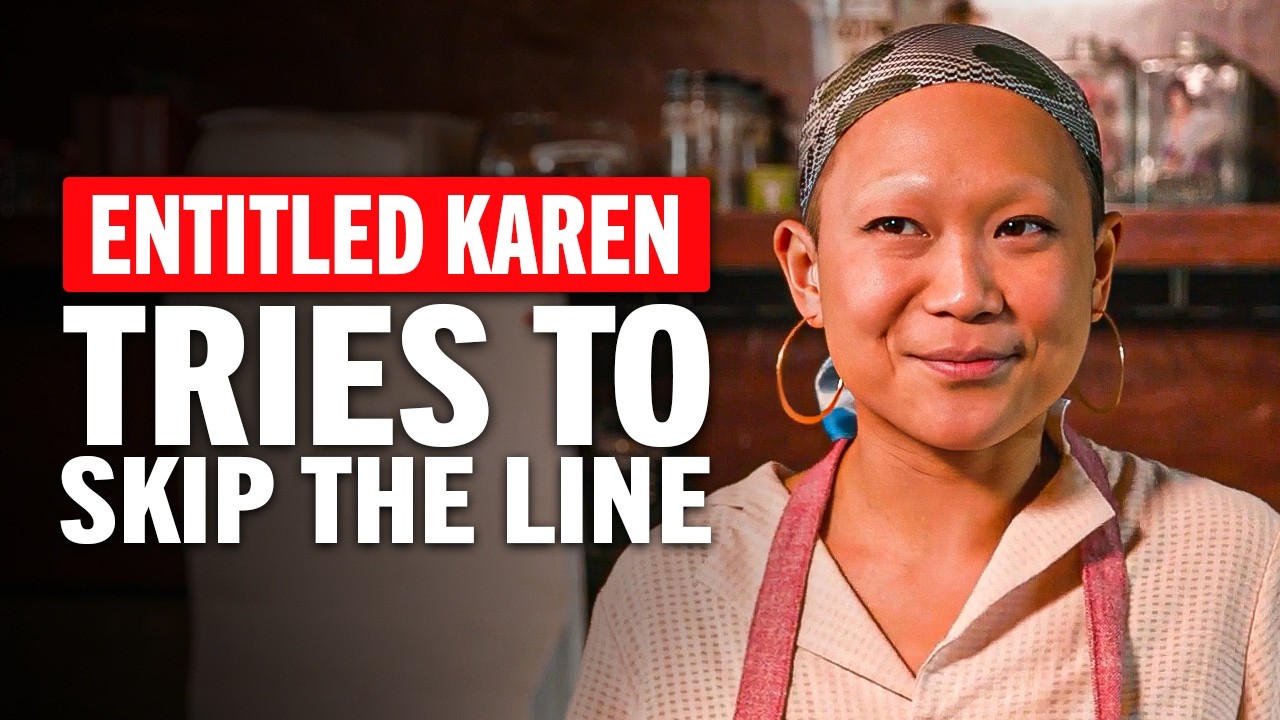 Spoiled Karen Cuts the Line and Acts Like She’s Special - YouTube