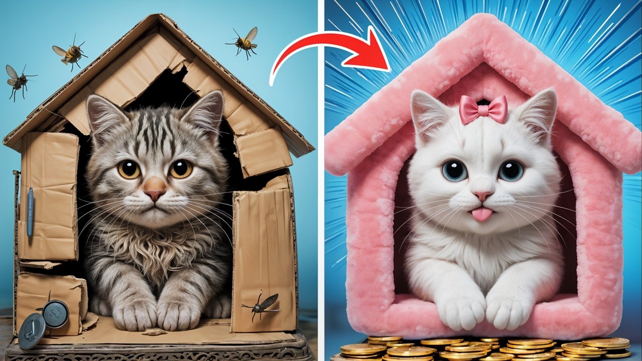 Rich vs Broke Kitty 🐱💸 The Big Kitty Rescue & Room Makeover 🏠 - YouTube