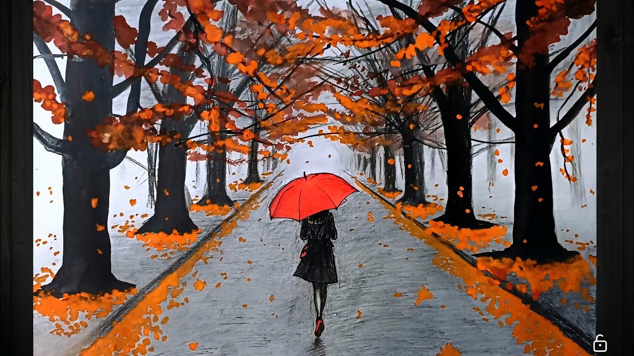 AUTUMN Season Drawing. Autumn Trees, Step by step #3 / KUZ Fasli ...