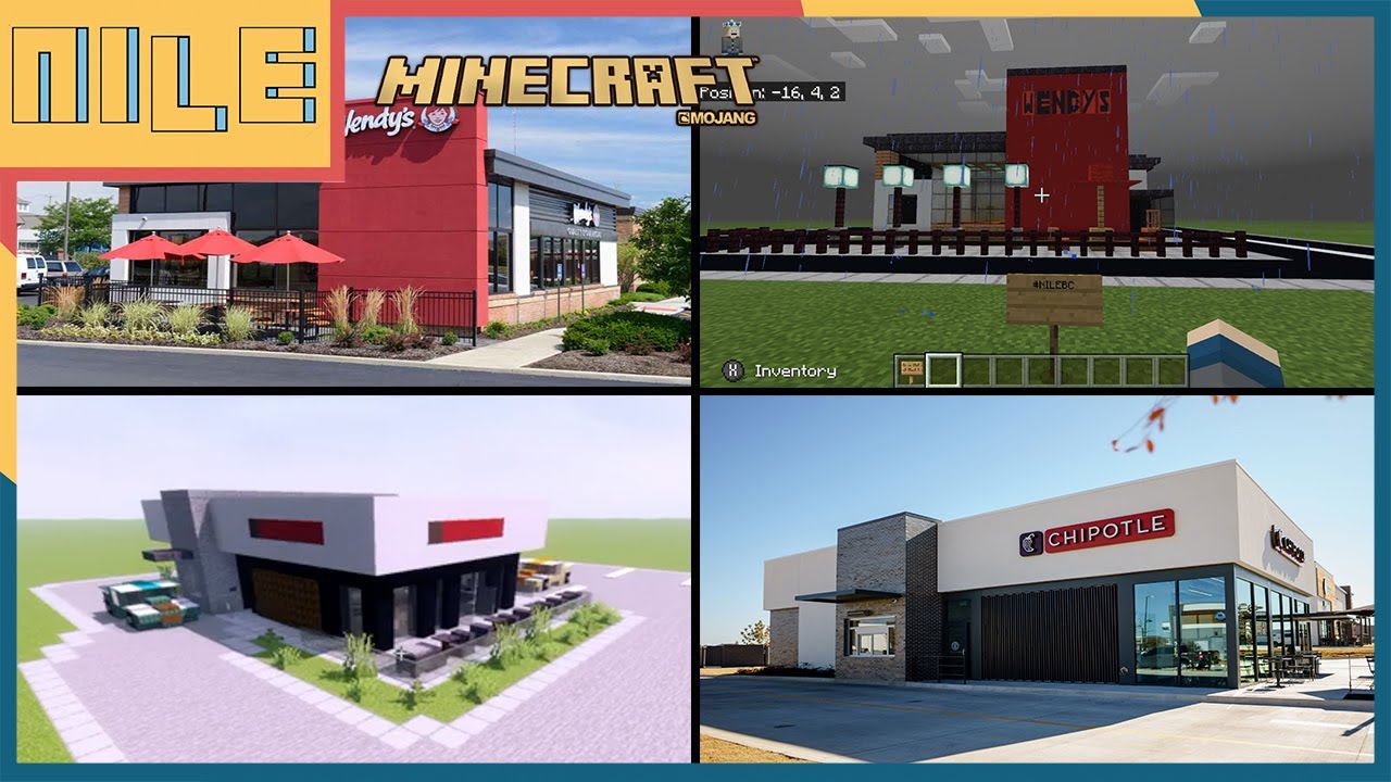 Real Life Restaurants Built In Minecraft - Nile Build Contest - YouTube