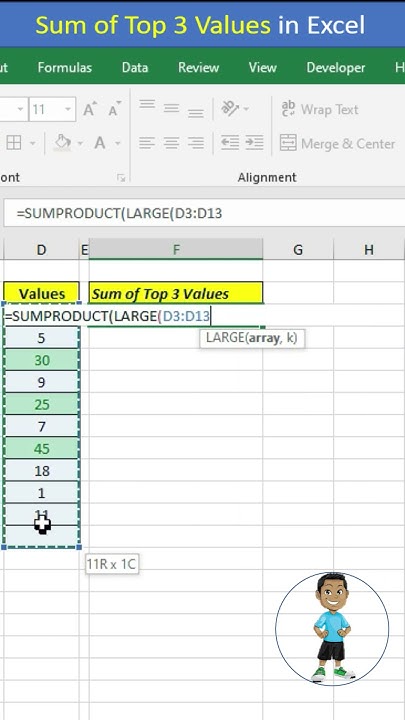 Sum Of Top 3 Values In Excel Excel Exceltips Exceltutorial Msexcel Microsoftexcel
