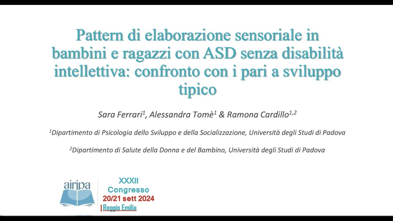 Pattern di elaborazione sensoriale in bambini e ragazzi sono ASD senza ...
