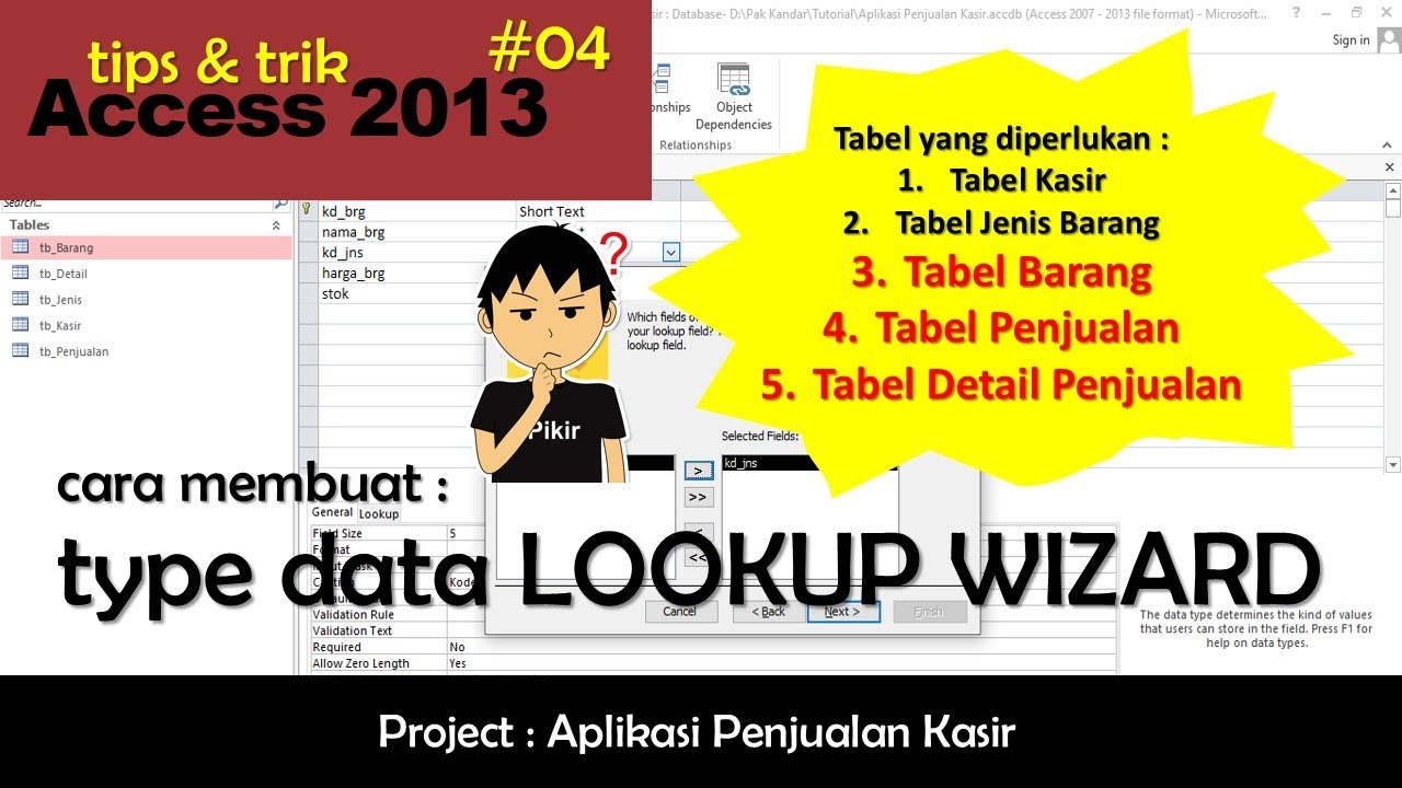 Tutorial Access No. 04 - Membuat Tabel dengan Field Lookup Wizard - YouTube