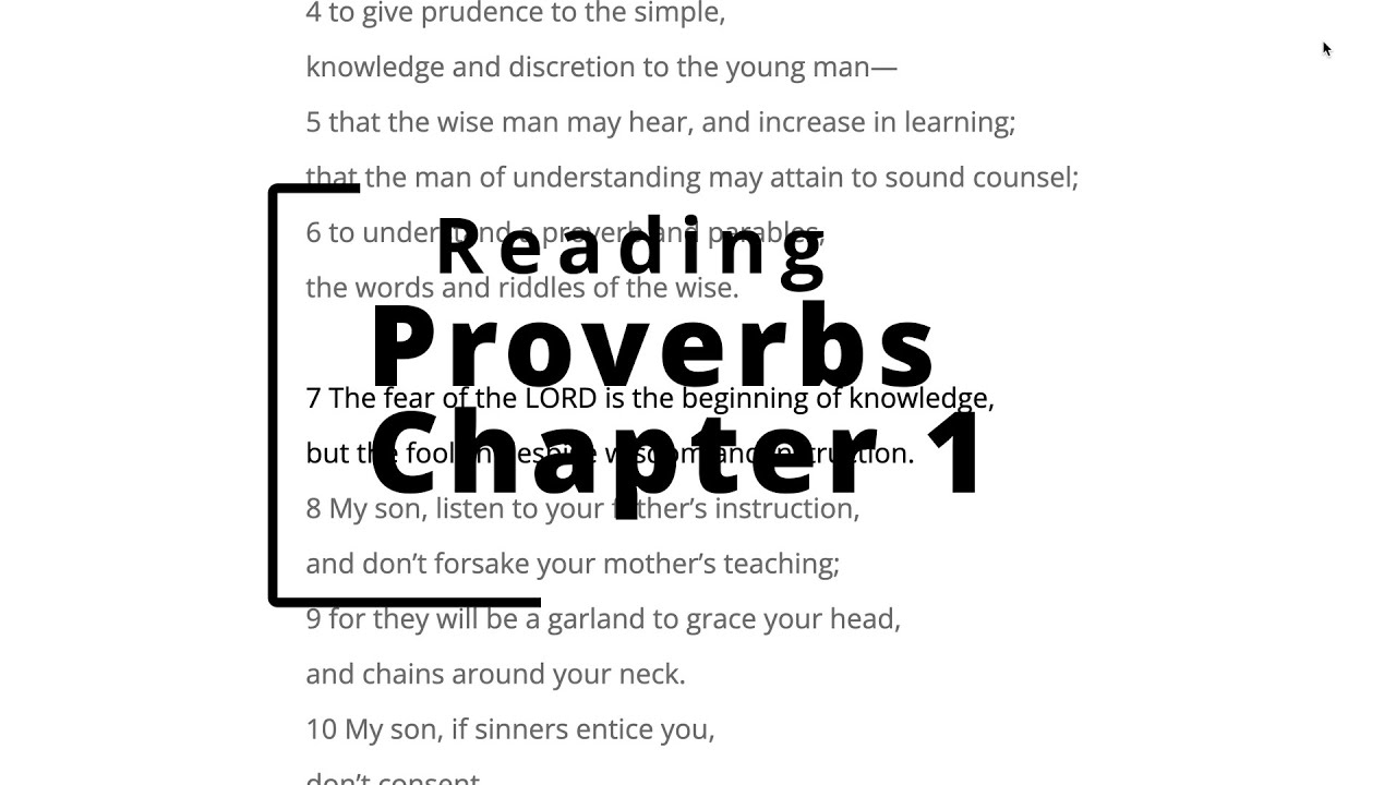Proverbs Chapter 1 - WEBBE - The Read Bible - YouTube