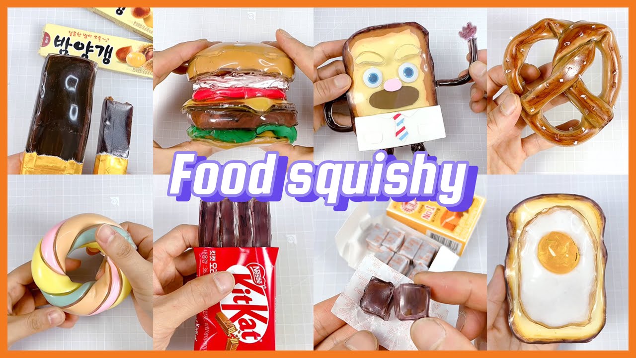 음식 말랑이 만들기 모음 🍞🥨🍫🥪🍔🍳🥐 Food squishy diy collection with nano tape - YouTube