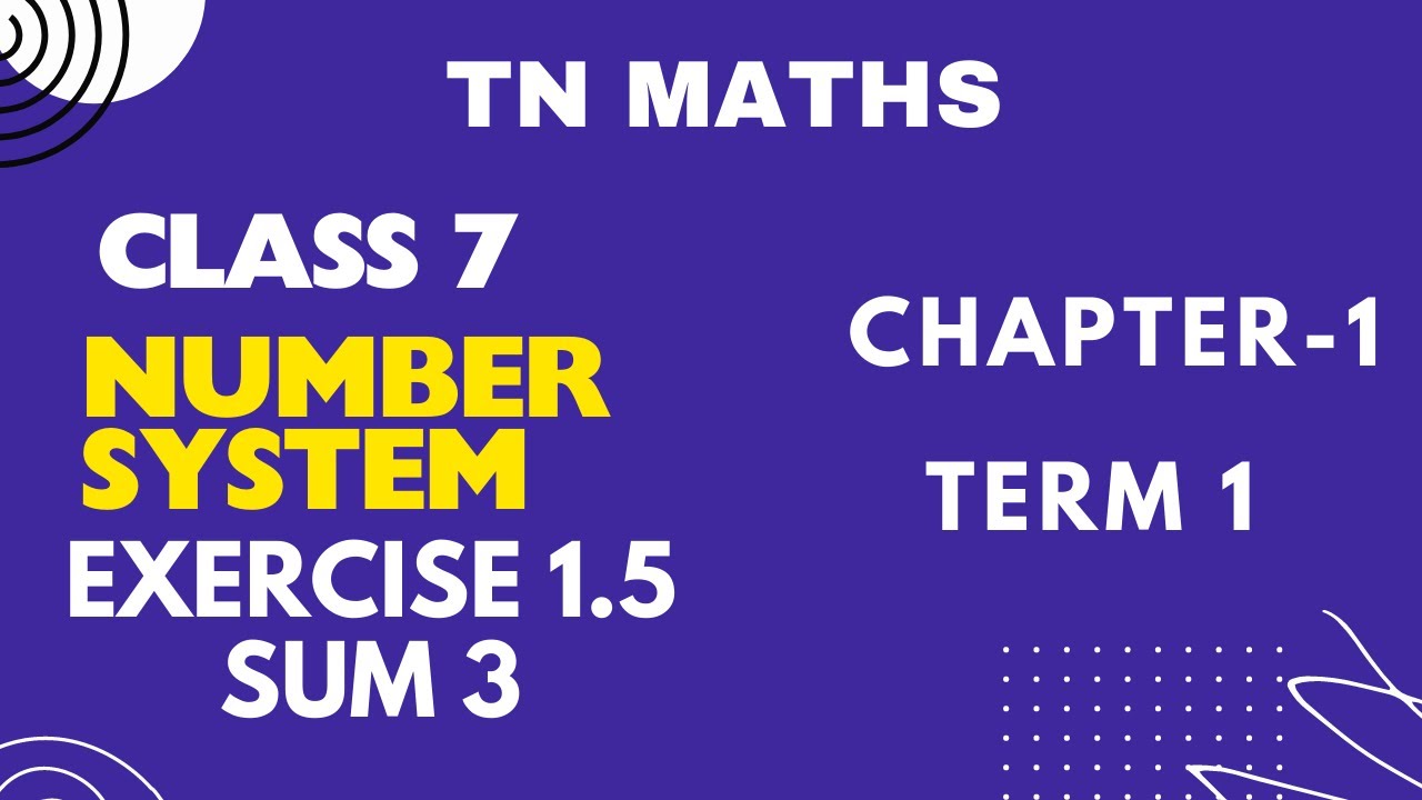 TN MATHS CLASS 7 MATHS - CHAPTER 1 - EX 1.5 SUM 3 #TN MATHS#CLASS 7 ...