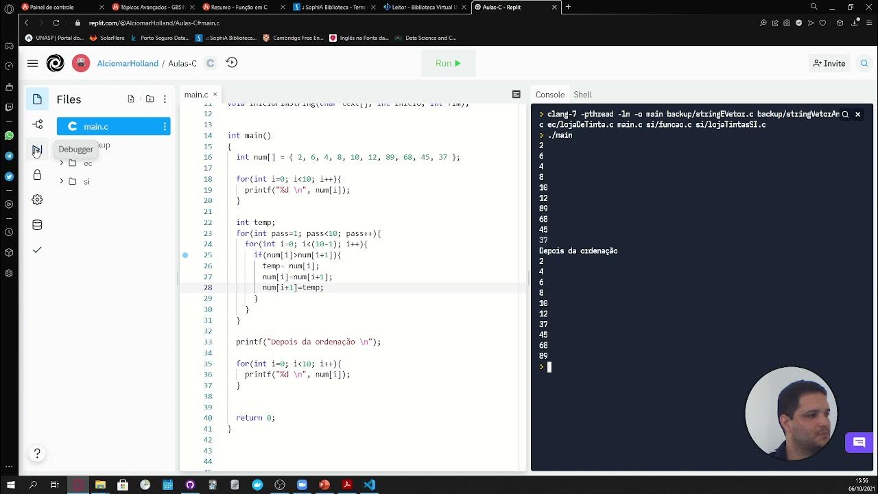 Bubble sort - Ordenando Array em C - YouTube