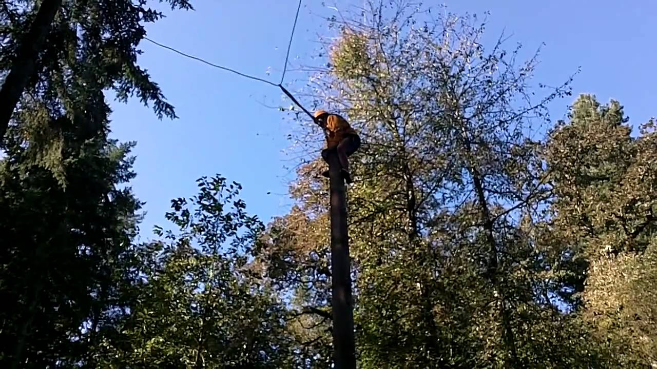 Ropes Course Telephone Pole - YouTube