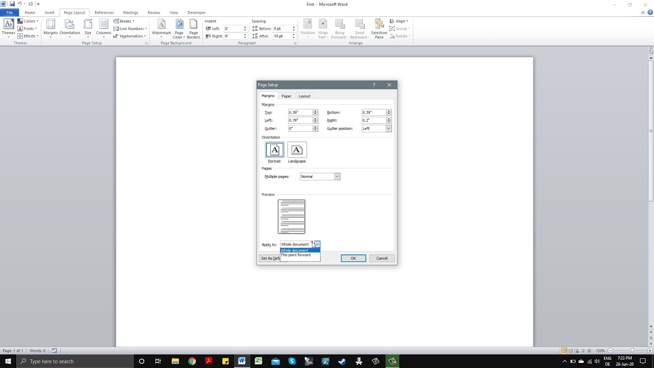 How to create and set up a page in Word - YouTube