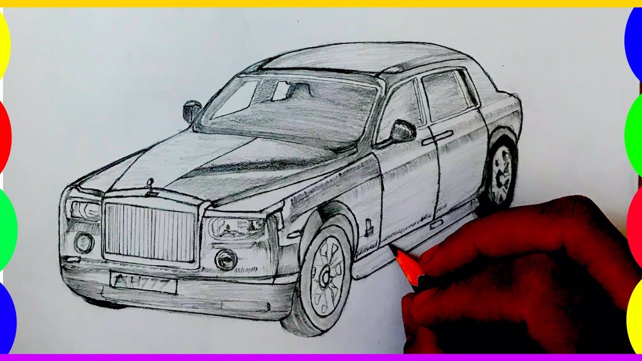 How to draw a rolls Royce car for beginners || Car pencil sketch ...