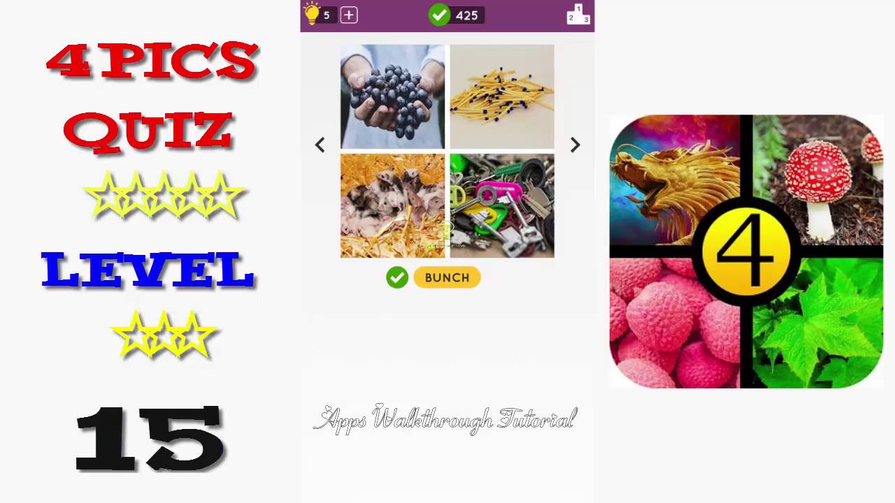 4 Pics Quiz: Guess the Word Level 15 - All Answers - Walkthrough - YouTube