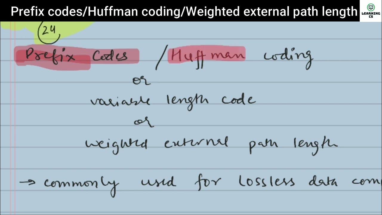 Prefix Codes || Huffman coding || Variable-length code || Weighted external path length - YouTube