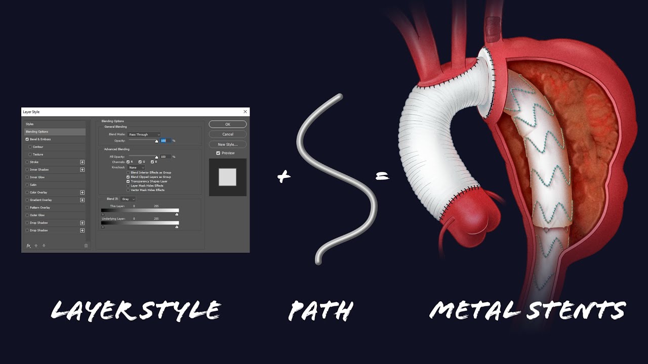 Medical illustration Photoshop tutorial: Using layer styles to draw ...