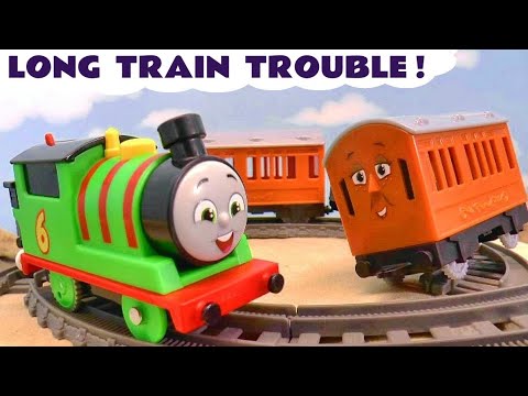 Percy's Long Train Story with Toy Trains Annie and Clarabel - YouTube
