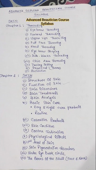 ब्यूटीशियन कोर्से सिलेबस|Advanced Beautician Course Syllabus ...