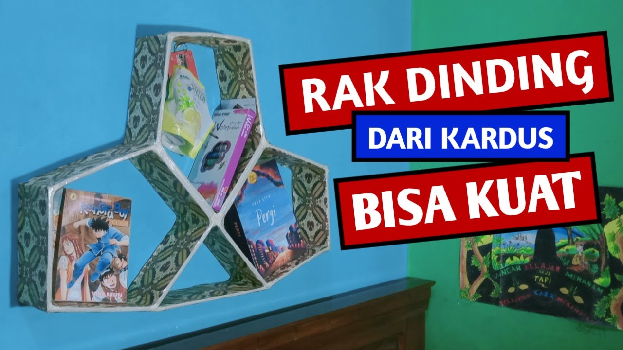 DEKORASI KAMAR | Tutorial Membuat RAK DINDING dari Kardus | How To Make ...