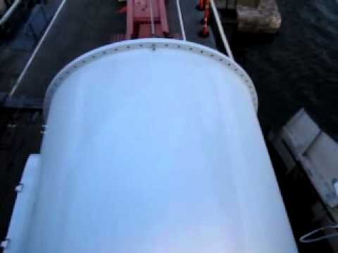 SS Badger, Ludington, MI, unloading a large windmill base. - YouTube