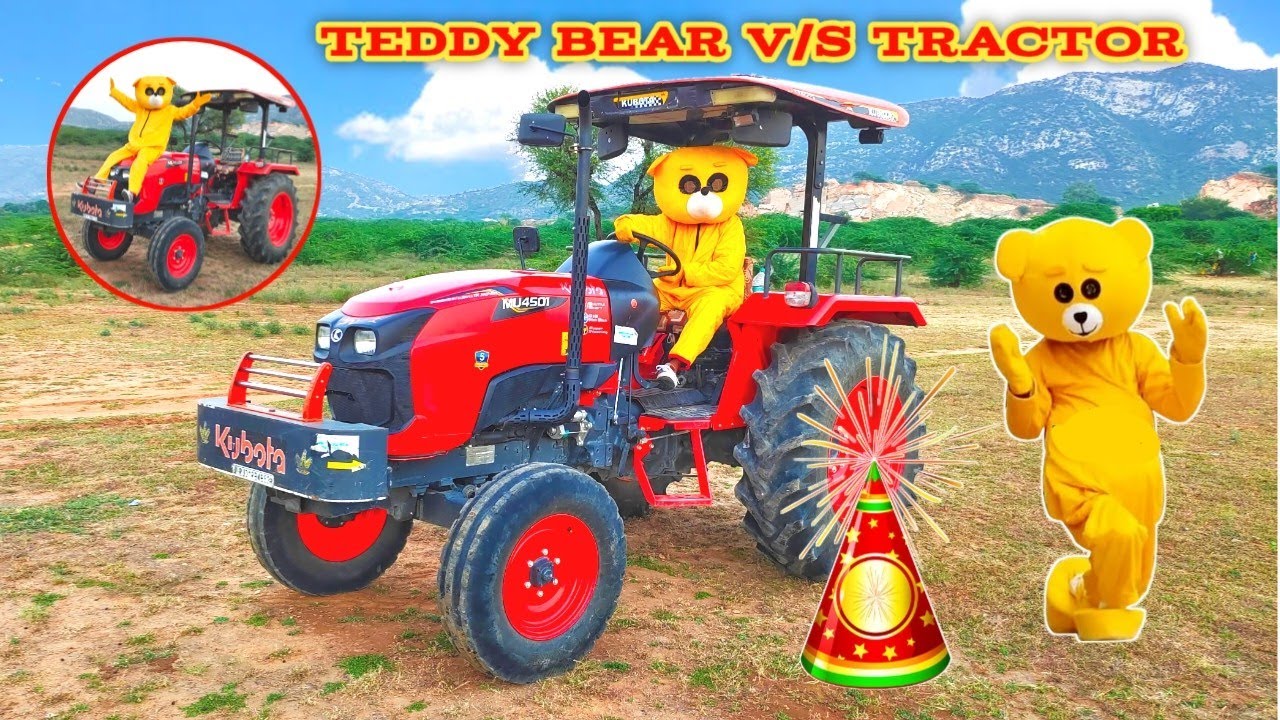 Tractor Washing in River tractor stunt teddy bear v/s tractor ! teddy ...